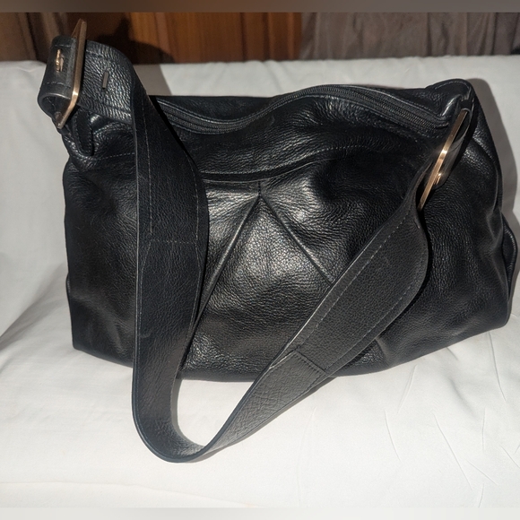 Perlina | Bags | Perlina Black Hobo Bag With Gold Accents | Poshmark